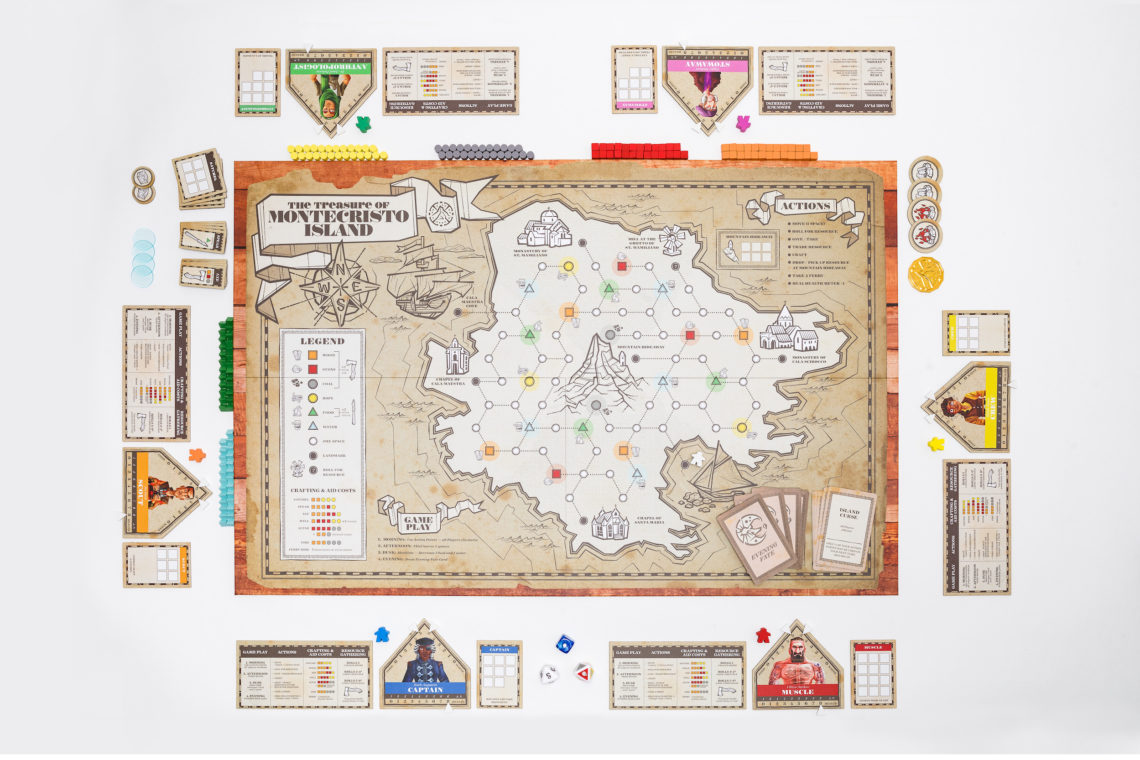The Treasure of Montecristo Island board game, a co-op adventure game.